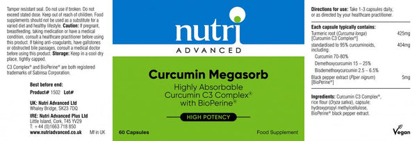 Nutri Advanced Curcumin Megasorb 60's