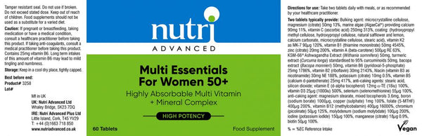 Nutri Advanced Multi Essentials For Women 50+ 60's