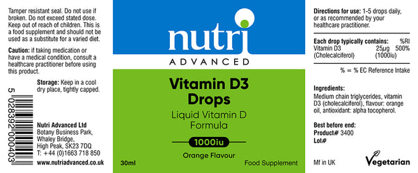 Nutri Advanced Vitamin D3 Drops 1000 30ml